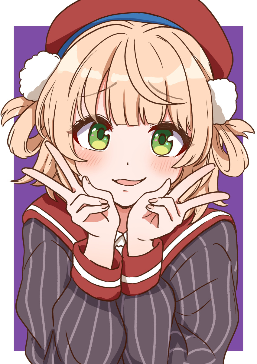 Safebooru - 1girl absurdres aka fuji beret blonde hair blush border ...