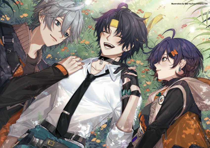 Safebooru - 1girl 2boys asaba harumasa belle (zenless zone zero) black hair black jacket black ...