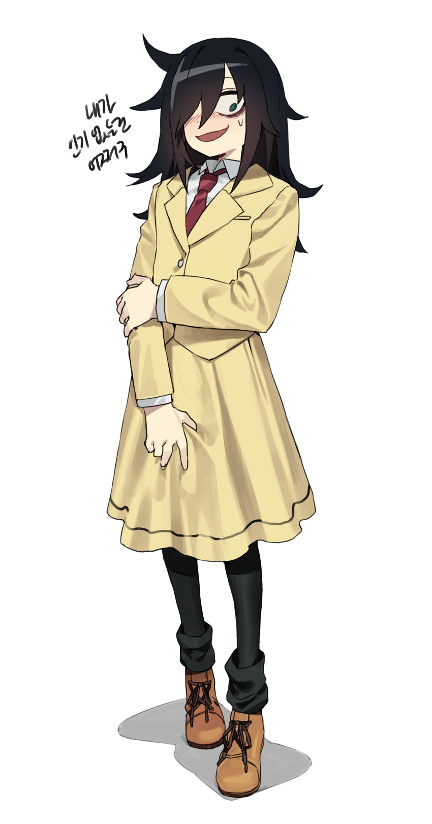 Safebooru - 1girl absurdres bags under eyes black hair blue eyes brown ...