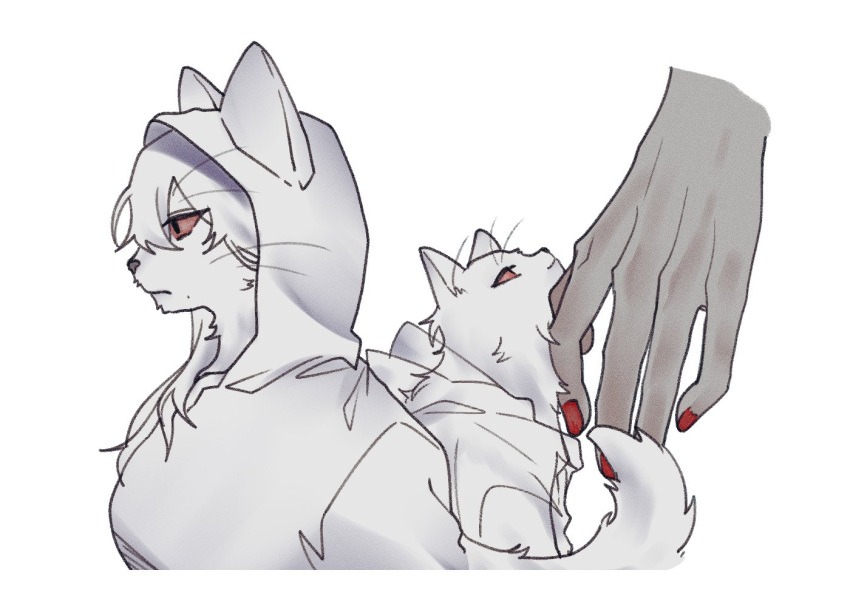 Safebooru - 1boy 1girl animal animalization black eyes bloodshot eyes body fur cat cat girl ...