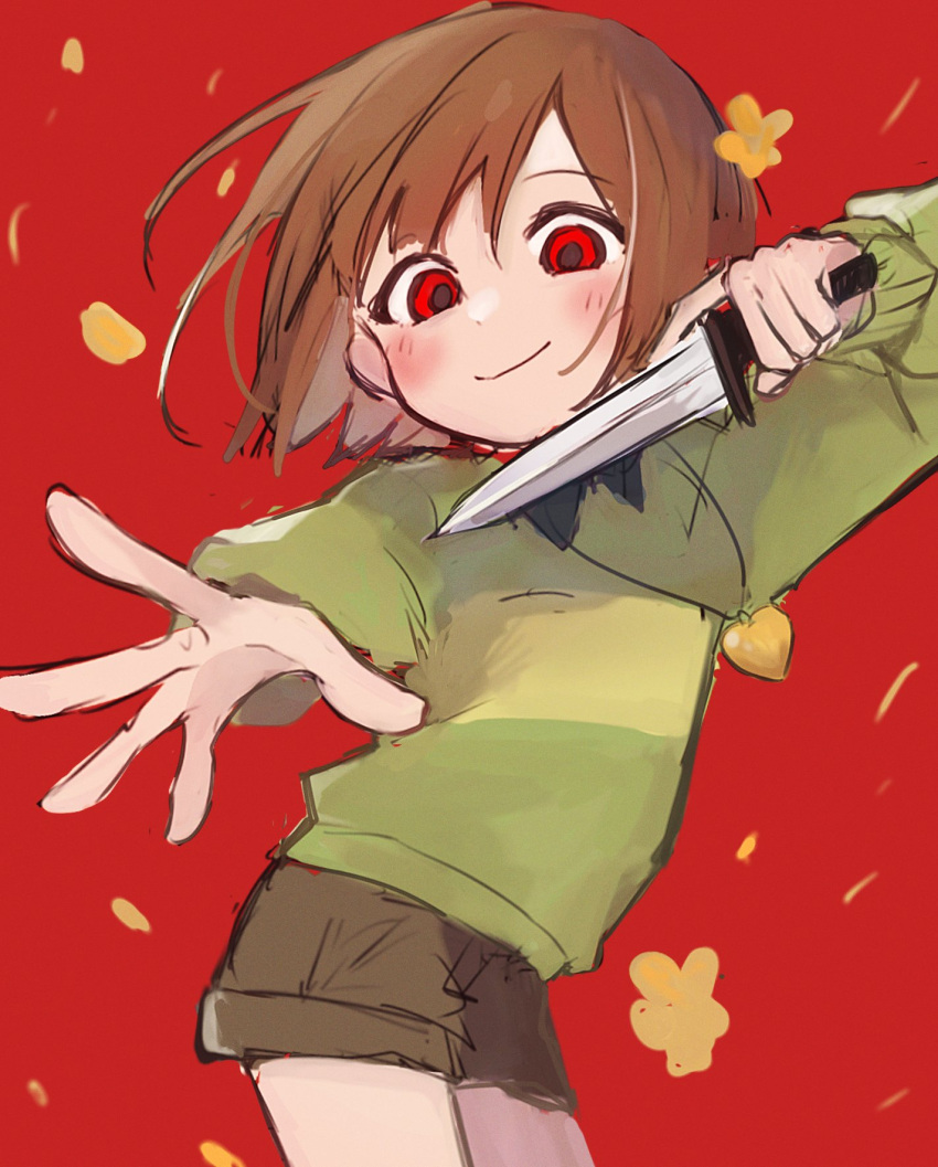 Safebooru - 1other brown hair brown shorts chara (undertale) empty eyes ...