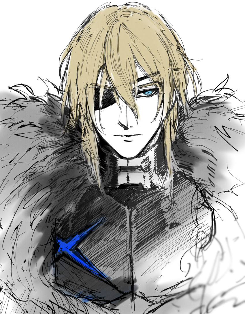 Safebooru - 1boy armor black armor black fur blonde hair breastplate closed mouth commentary ...