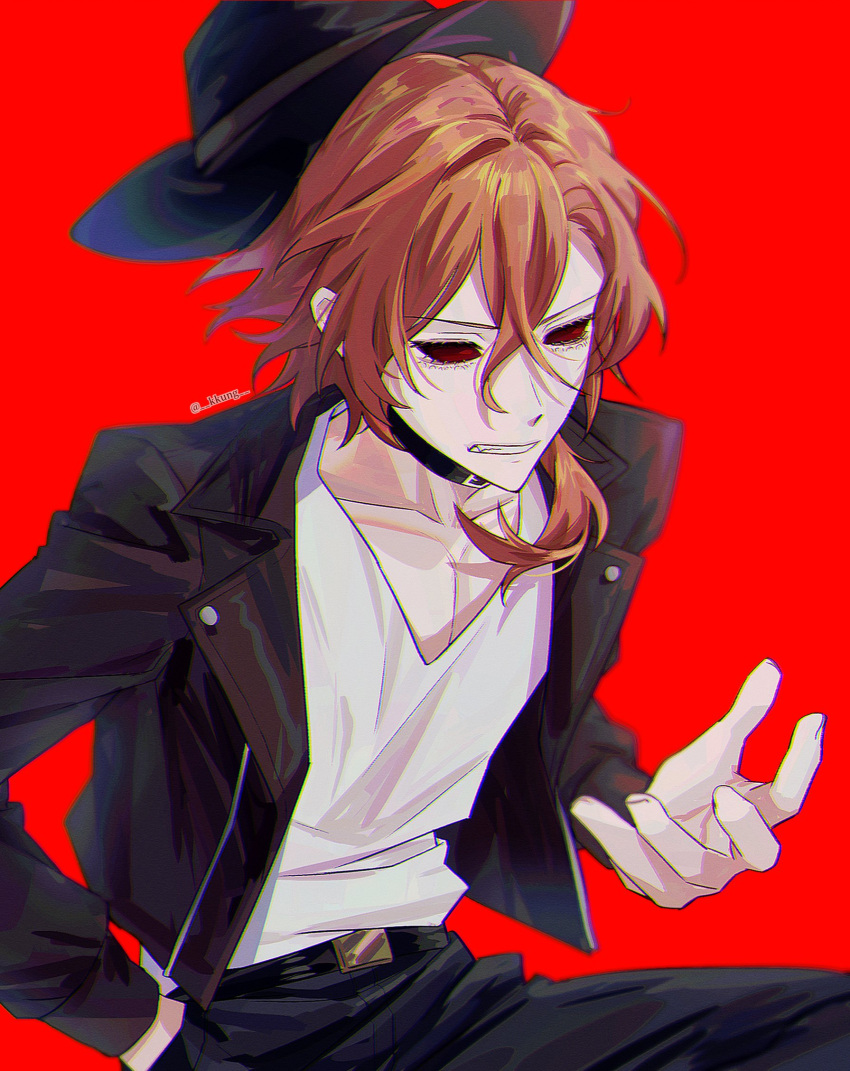Safebooru - 1boy belt black choker black jacket black pants bungou ...