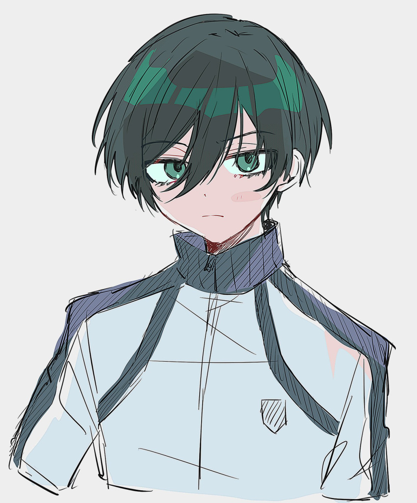 Safebooru - 1boy backlighting black hair blue lock blush stickers ...