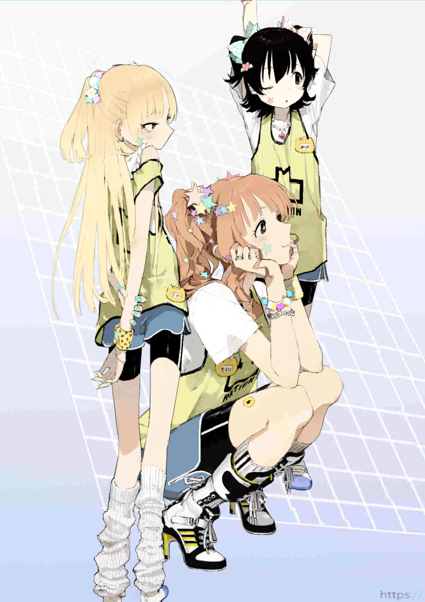 Safebooru - 3girls :3 akagi miria arm support arms behind back arms behind head bad id bad ...