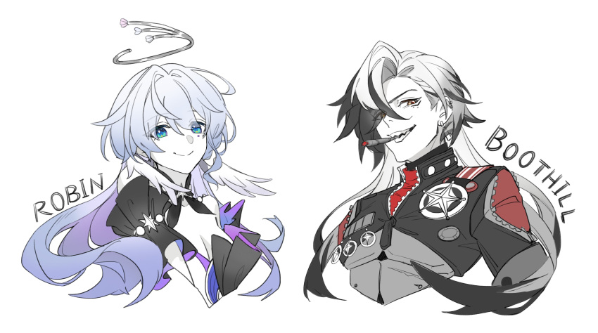 Safebooru - 1boy 1girl 625light absurdres armor bandana bare shoulders black dress black hair ...