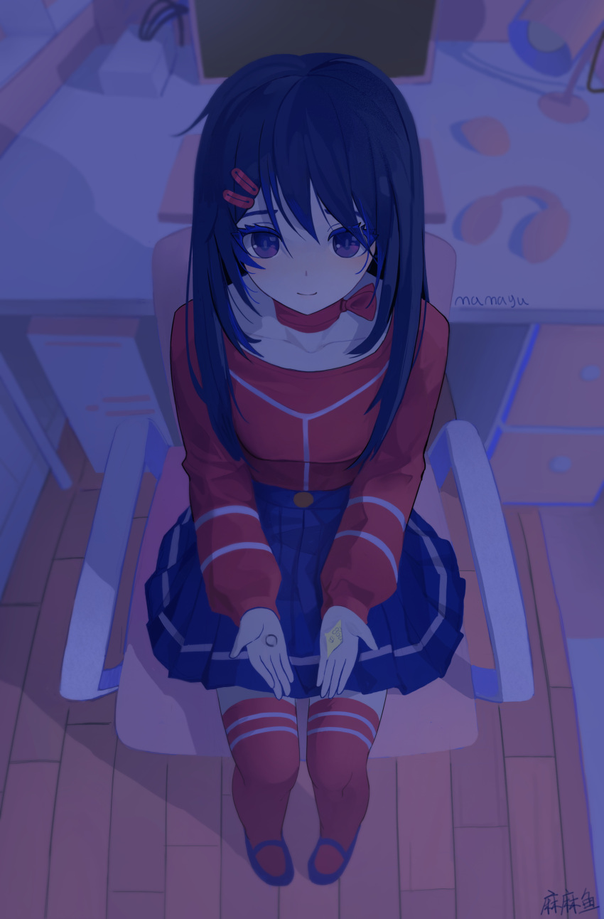 Safebooru - 1girl absurdres artist name blue eyes blue footwear blue ...