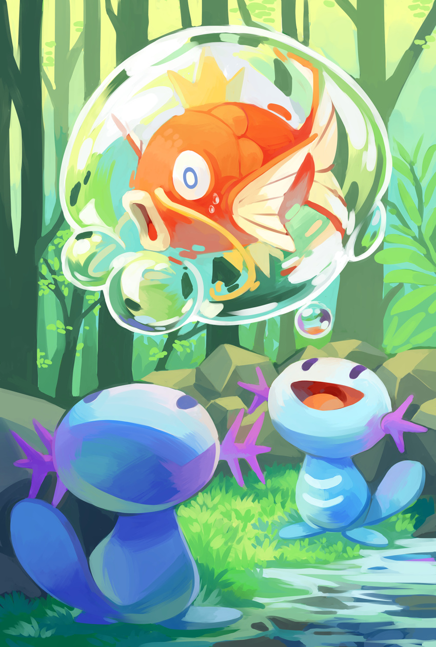 Safebooru - bubble causticantilogy commentary english commentary forest grass highres magikarp ...