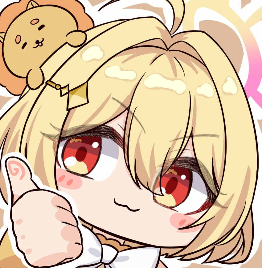 Safebooru - 1girl :3 ahoge blonde hair blush bow bowtie chibi closed ...