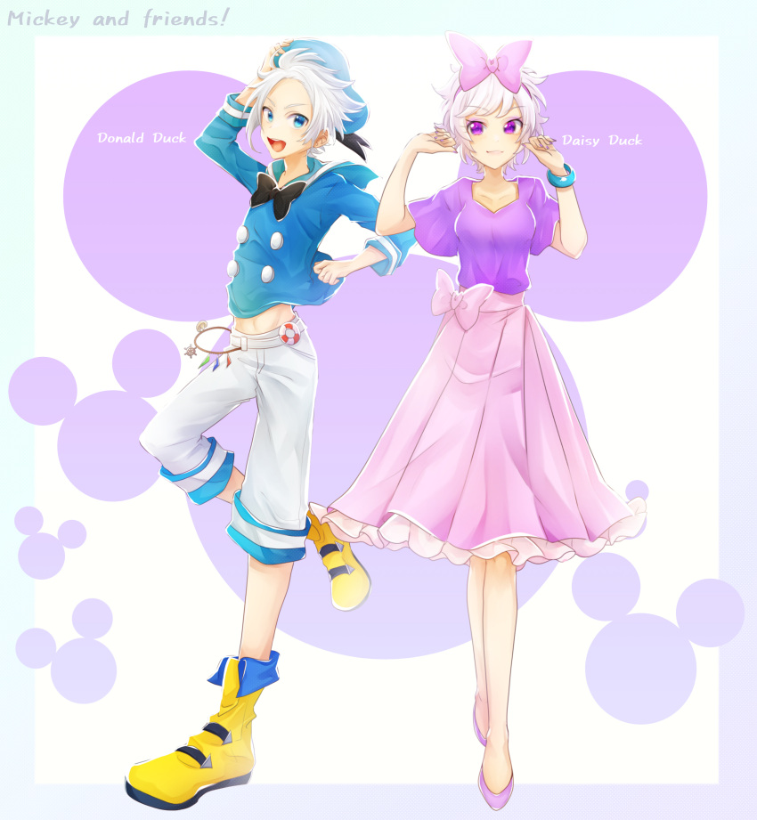 Safebooru - 1boy 1girl absurdres blue eyes bow daisy duck disney donald ...