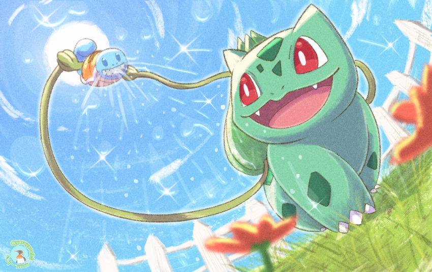 Safebooru - animal focus blue sky bright pupils bulbasaur claws fangs ...
