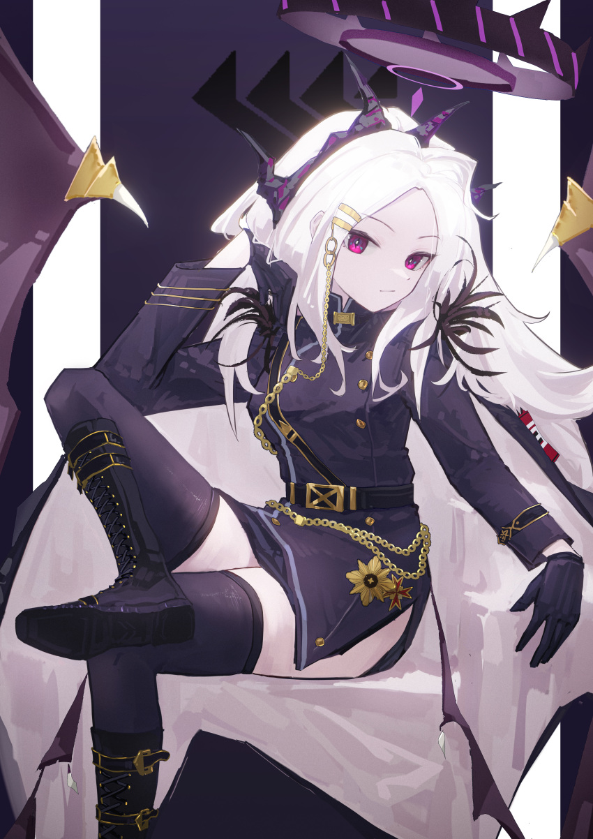 Safebooru - 1girl absurdres aiguillette belt black belt black coat black footwear black gloves ...