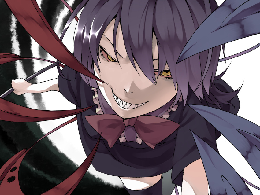 Safebooru - attack black legwear black thighhighs bow dress evil grin ...
