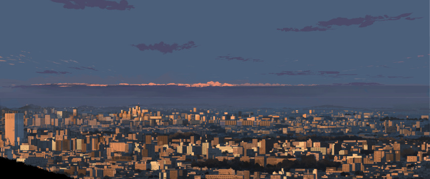 Safebooru - absurdres bangqiao yan blue sky building city cityscape clouds evening highres ...