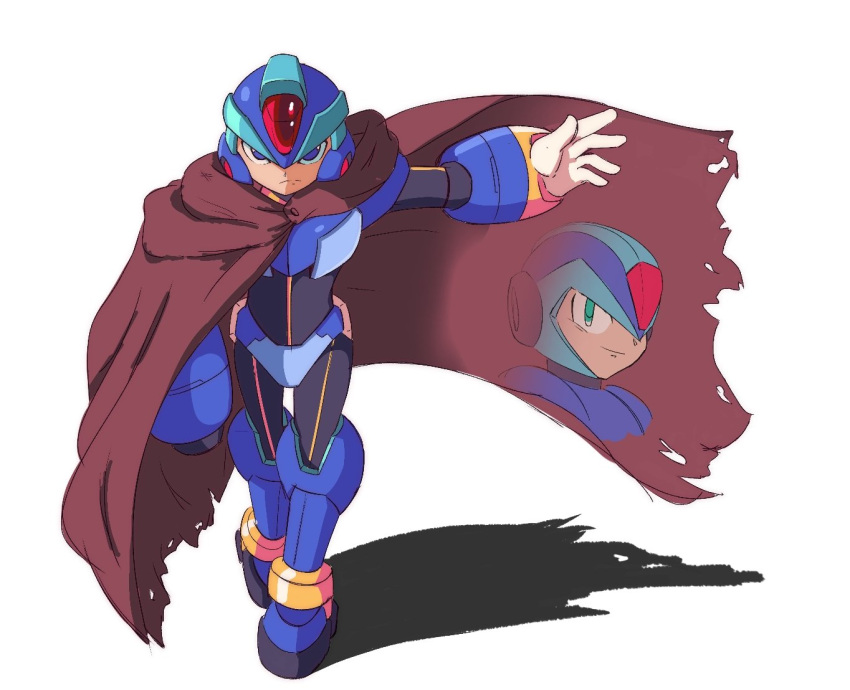 Safebooru - 1boy android arm cannon armor blue armor blue helmet brown ...