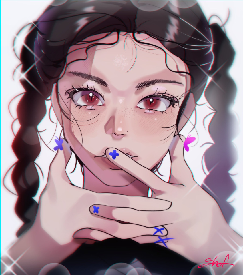 Safebooru 1girl Animification Black Hair Blush Braid Covered Mouth 9376