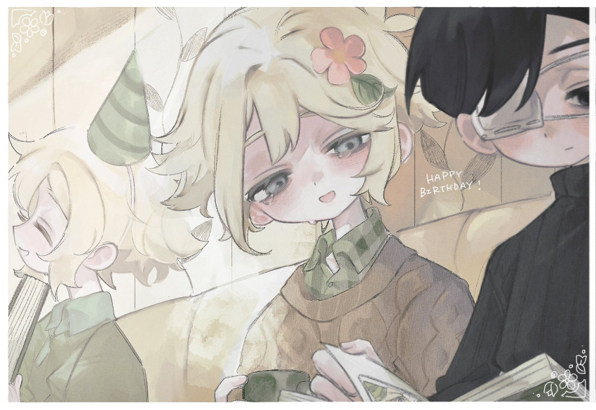 Safebooru - 2boys alternate costume basil (faraway) (omori) basil (omori) black sweater blonde ...