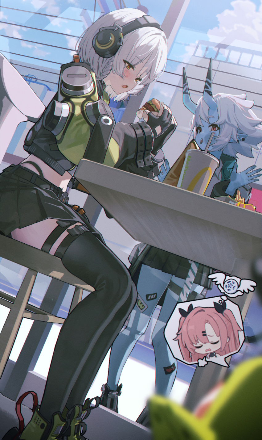 Safebooru - 3girls against glass amillion (zenless zone zero) anby demara bangboo (zenless zone ...