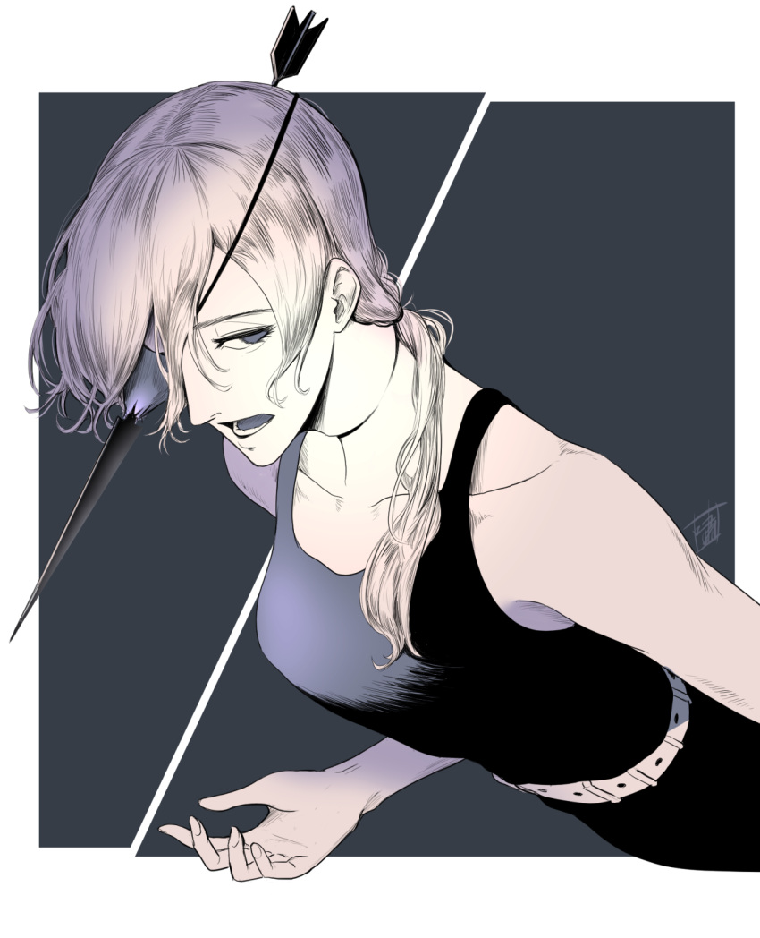 Safebooru - 1girl arrow (projectile) arrow in body arrow in head border chainsaw man commentary ...