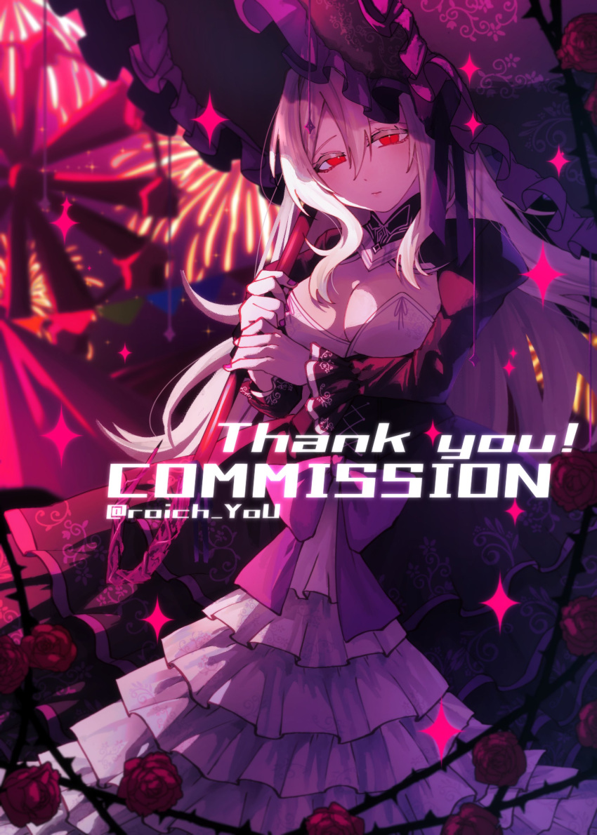 Safebooru - 1girl absurdres amusement park breasts cleavage cutout clothing cutout cowboy shot ...