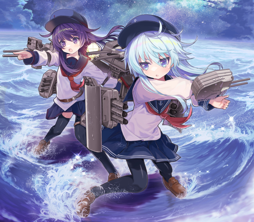 Safebooru - 2girls akatsuki (kancolle) akatsuki kai ni (kancolle) anchor symbol black hat black ...