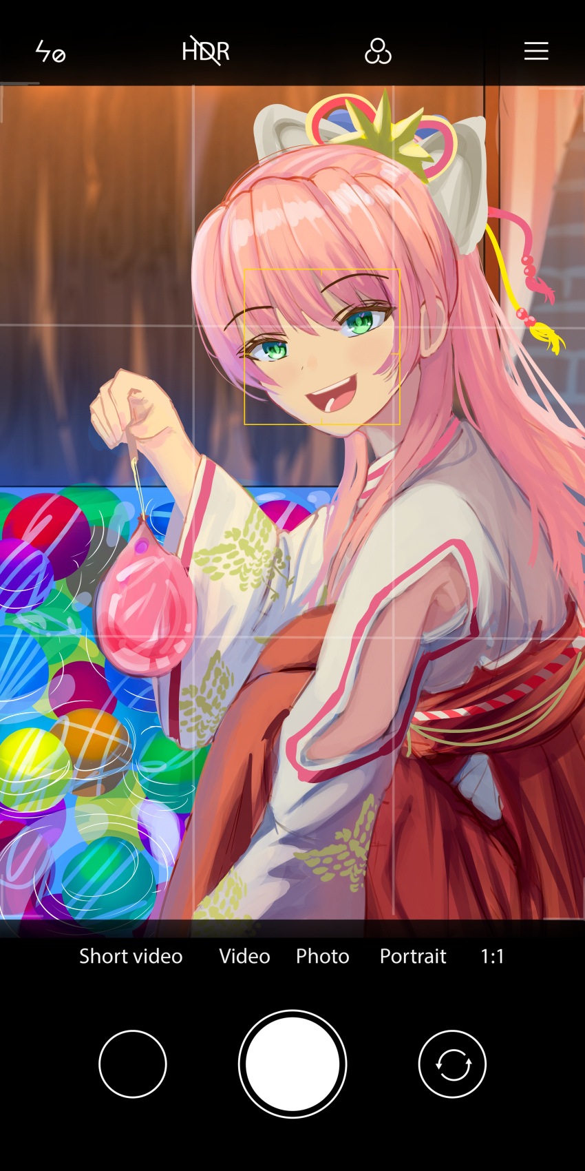 Safebooru - 1girl 96mako absurdres aikawa megumi bow green eyes hair bow hakama hakama skirt ...