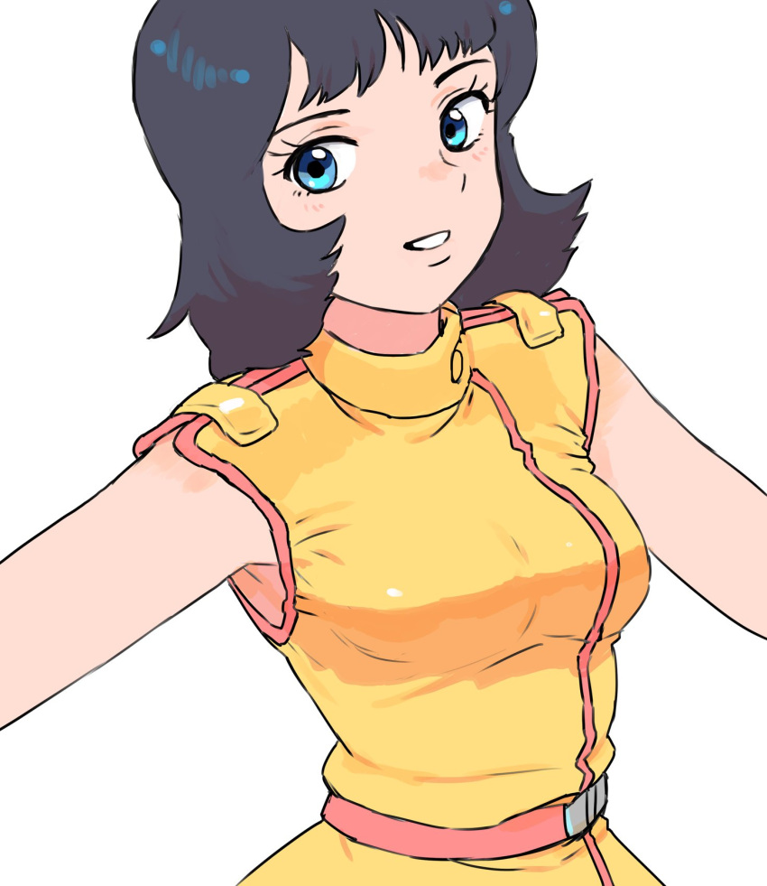 Safebooru - 1girl belt black hair blue eyes breasts dress eyelashes fa yuiry gan2 gundam highres ...