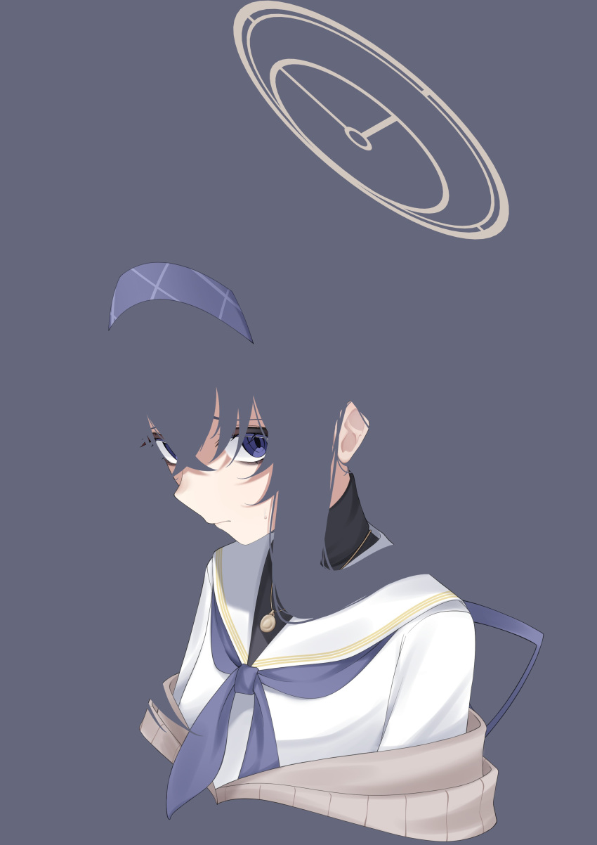 Safebooru - 1girl absurdres black undershirt blending blue archive brown cardigan brown halo ...