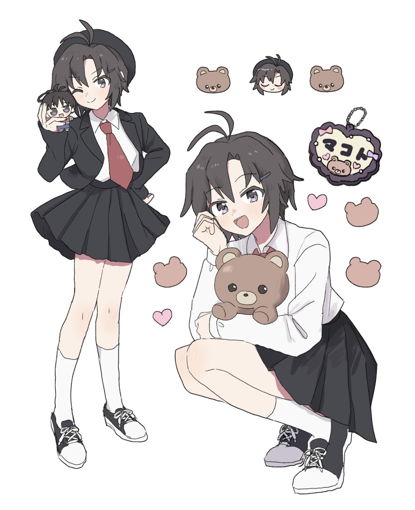 Safebooru - 1girl absurdres ankle socks antenna hair black eyes black ...