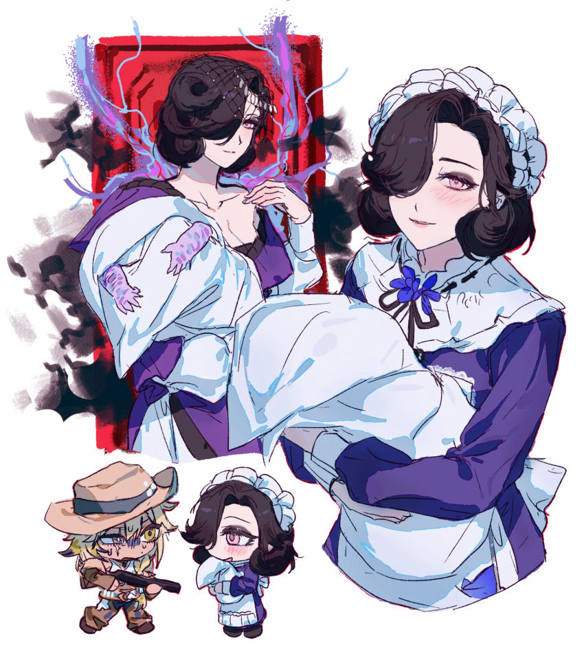 Safebooru - 2girls aiming argus (reverse:1999) black hair black ribbon ...