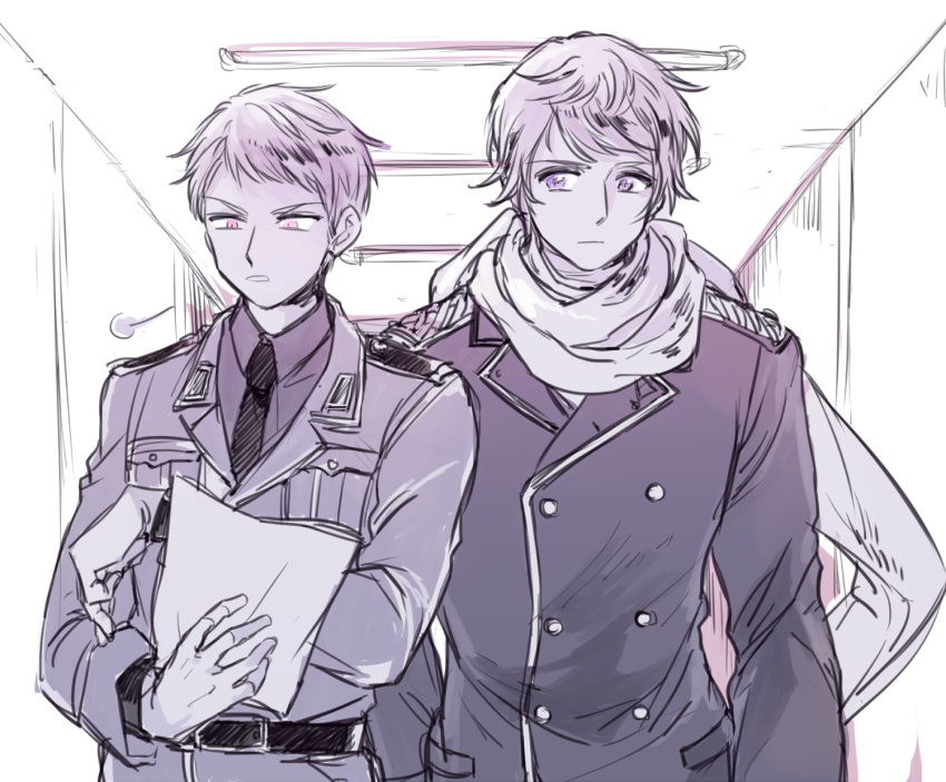 Safebooru - 2boys axis powers hetalia belt breast pocket buttons closed mouth collared shirt ...