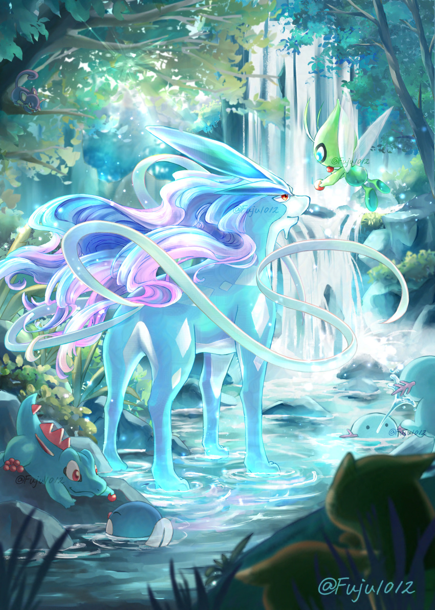 Safebooru - absurdres blue eyes bright pupils celebi commentary request fuju1012 furret highres ...