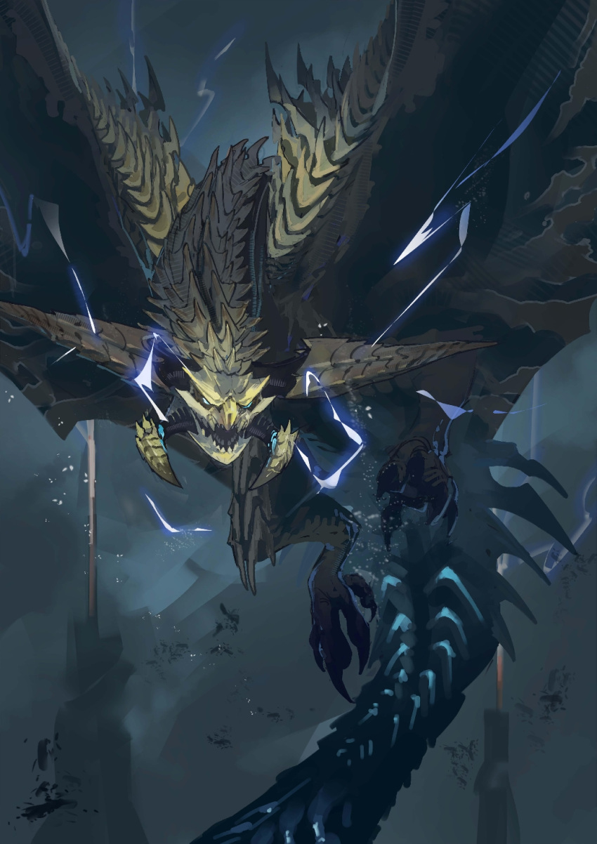 Safebooru - dragon electricity gold scales highres horns monster ...