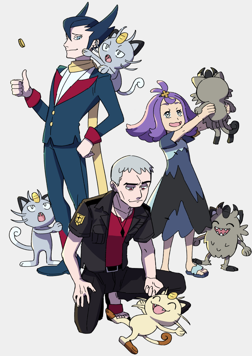 Safebooru - 1girl 2boys absurdres acerola (pokemon) alolan meowth ...