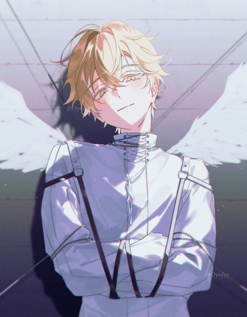 Safebooru - 1boy alien stage angel wings blonde hair colored eyelashes ...