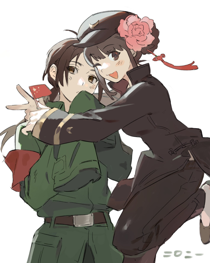 Safebooru - 1boy 1girl armband axis powers hetalia bdkrs1 belt black hat black jacket black ...