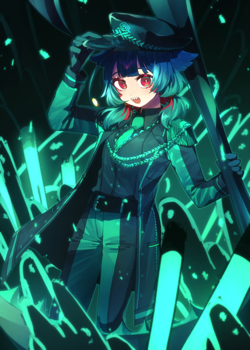 Safebooru - 1girl absurdres blind obsession (e.g.o) blue hair blunt ...