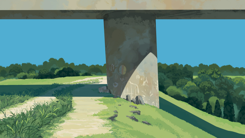 Safebooru - bangqiao yan bush chalk colored chalk day highres no humans original outdoors rock ...