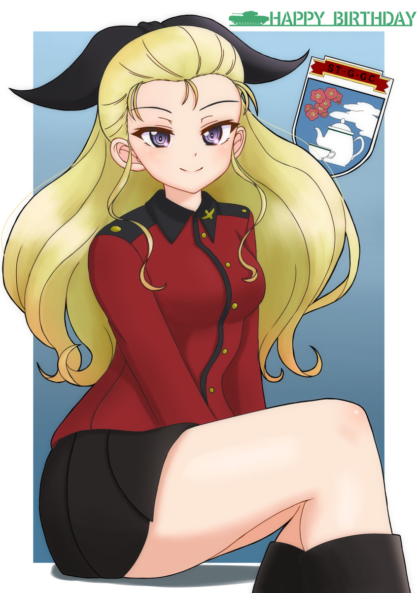 Safebooru - 1girl absurdres amanone yun assam (girls und panzer) birthday black boots black ...