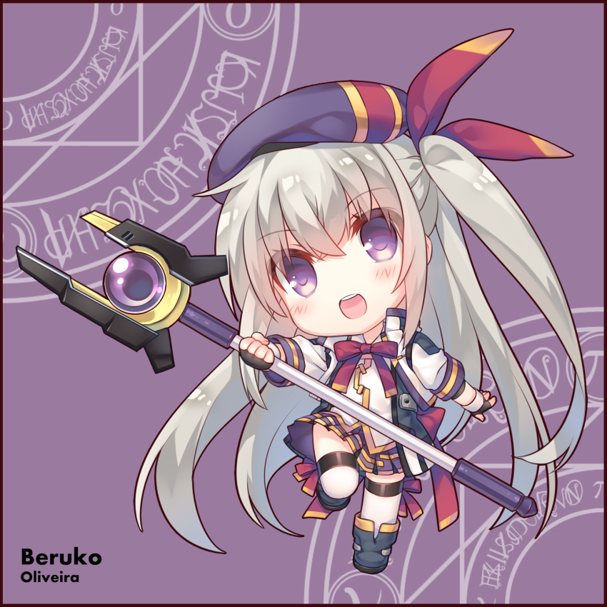 Safebooru - blush chibi gem hat highres holding holding staff long hair ...