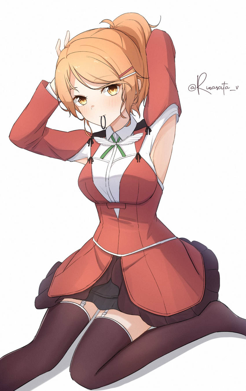 Safebooru - 1girl aquila (kancolle) armpit cutout aticsanir black skirt black thighhighs breasts ...