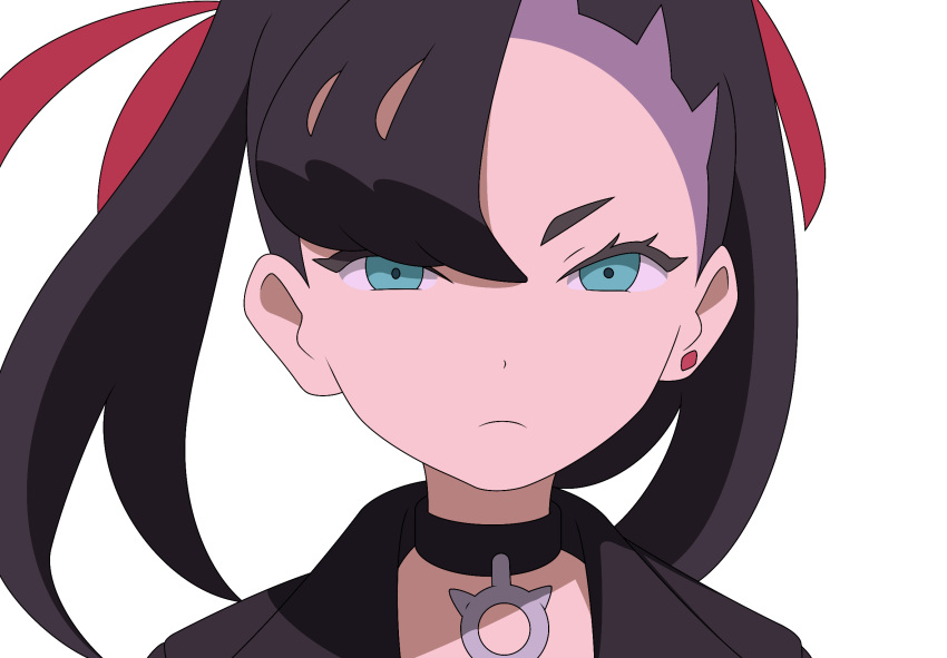 Safebooru - 1girl asymmetrical bangs black collar black hair black jacket closed mouth collar ...