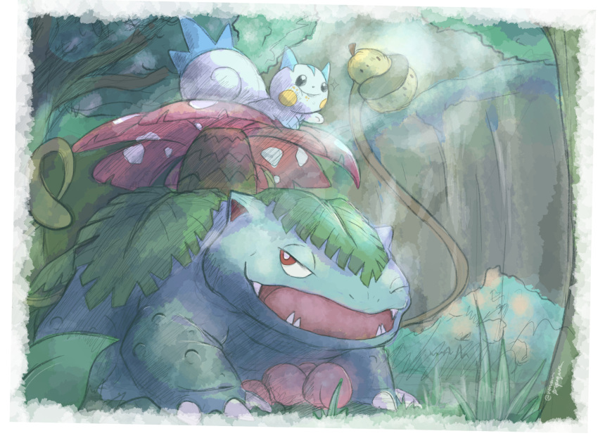 Safebooru - animal focus berry (pokemon) border eating fangs forest ...