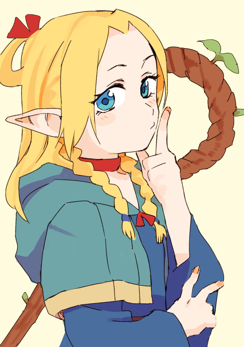 Safebooru - 1girl ambrosia (dungeon meshi) blonde hair blue eyes braid choker dungeon meshi elf ...