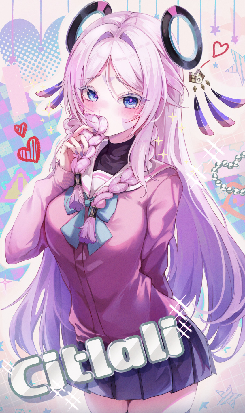 Safebooru - 1girl absurdres alternate costume arm behind back blue bow blue eyes blush bow braid ...