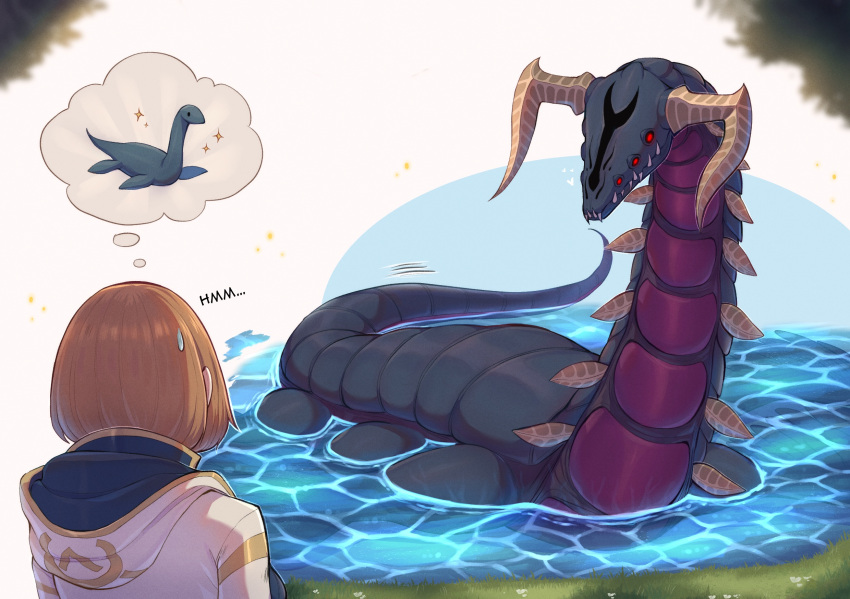 Safebooru - 1girl afloat commentary dragon evomanaphy extra eyes fire ...