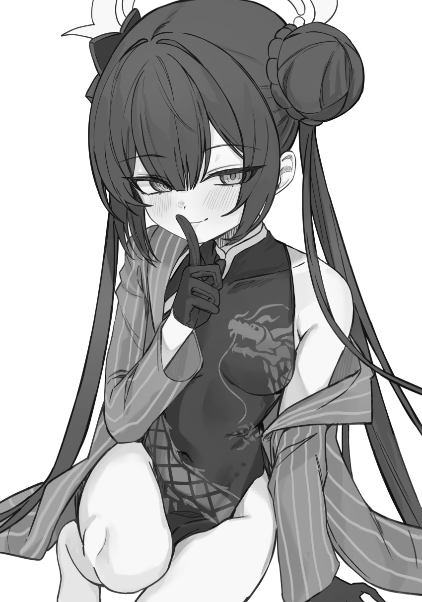 Safebooru - 1girl absurdres bare shoulders blue archive blush breasts china dress chinese ...