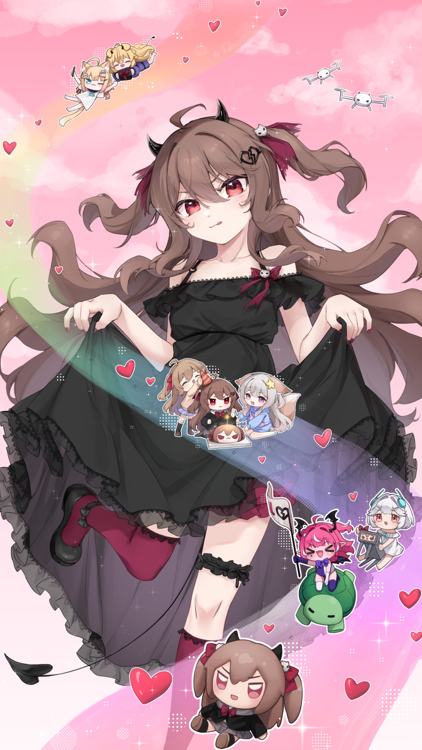 Safebooru - 1boy 6+girls :3 :d absurdres ahoge alternate costume annytf ...