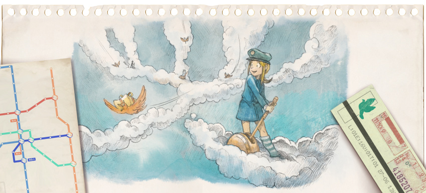 Safebooru - 1girl 4others absurdres belt bird blonde hair blue eyes ...