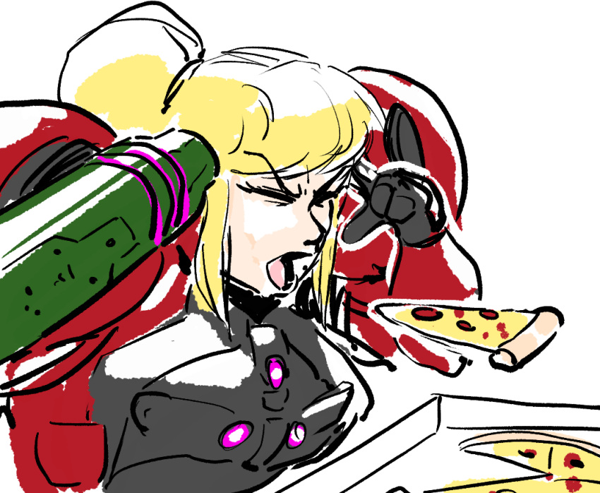 Safebooru - 1girl arm cannon armor blonde hair captainanaugi closed ...